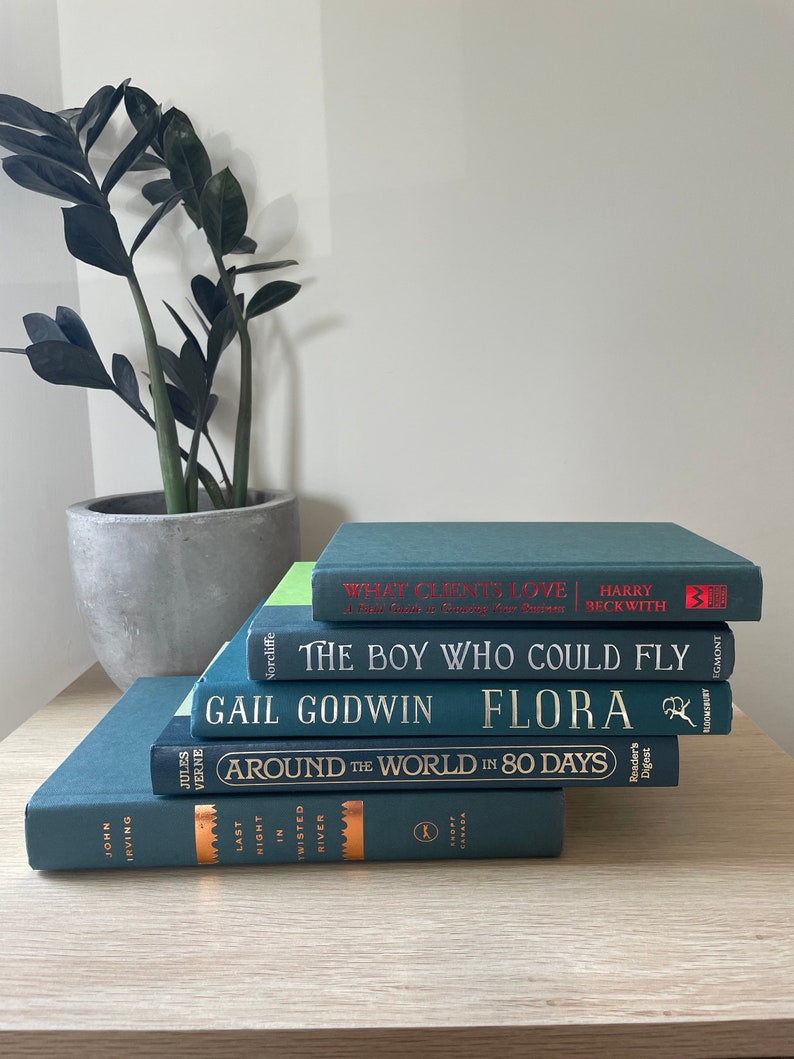 Teal Books, Decorative Books, Book Stack, Teal Book Bundle, Colourful ...