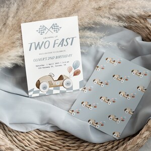 Growing up TWO Fast Birthday Boy Party Invitation - Etsy