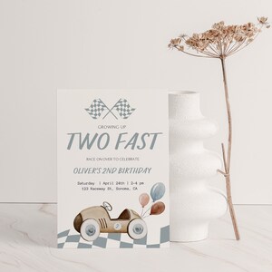 Growing up TWO Fast Birthday Boy Party Invitation - Etsy