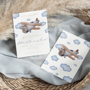 Airplane Birthday Boy Party Invitation, Oh How Time Flies, Fly on Over ...