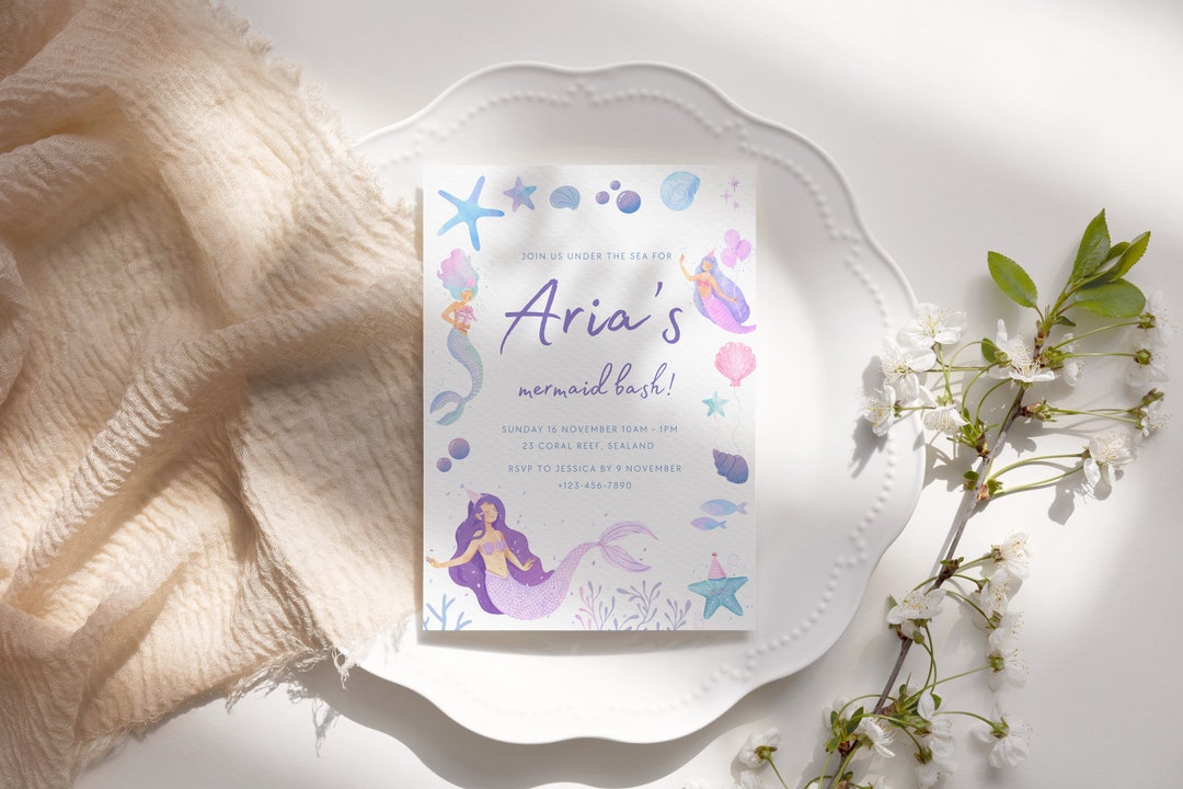 Under the Sea Birthday Party Invitation, Ocean E-vite, Editable Digital ...