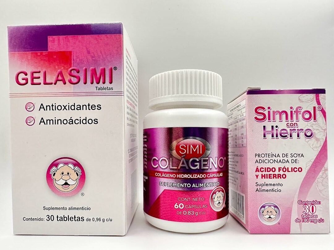3 Pack GELASIMI Simi Colageno Oral Simifol Con Hierro Free Shipping ...