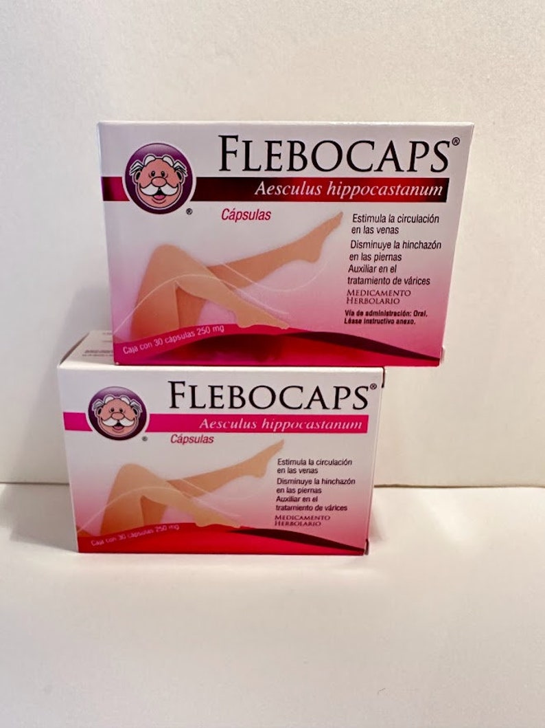 2 PACK FLEBOCAPS Castaña de Indias 30 Capsulas 250mg Tratamiento Para ...