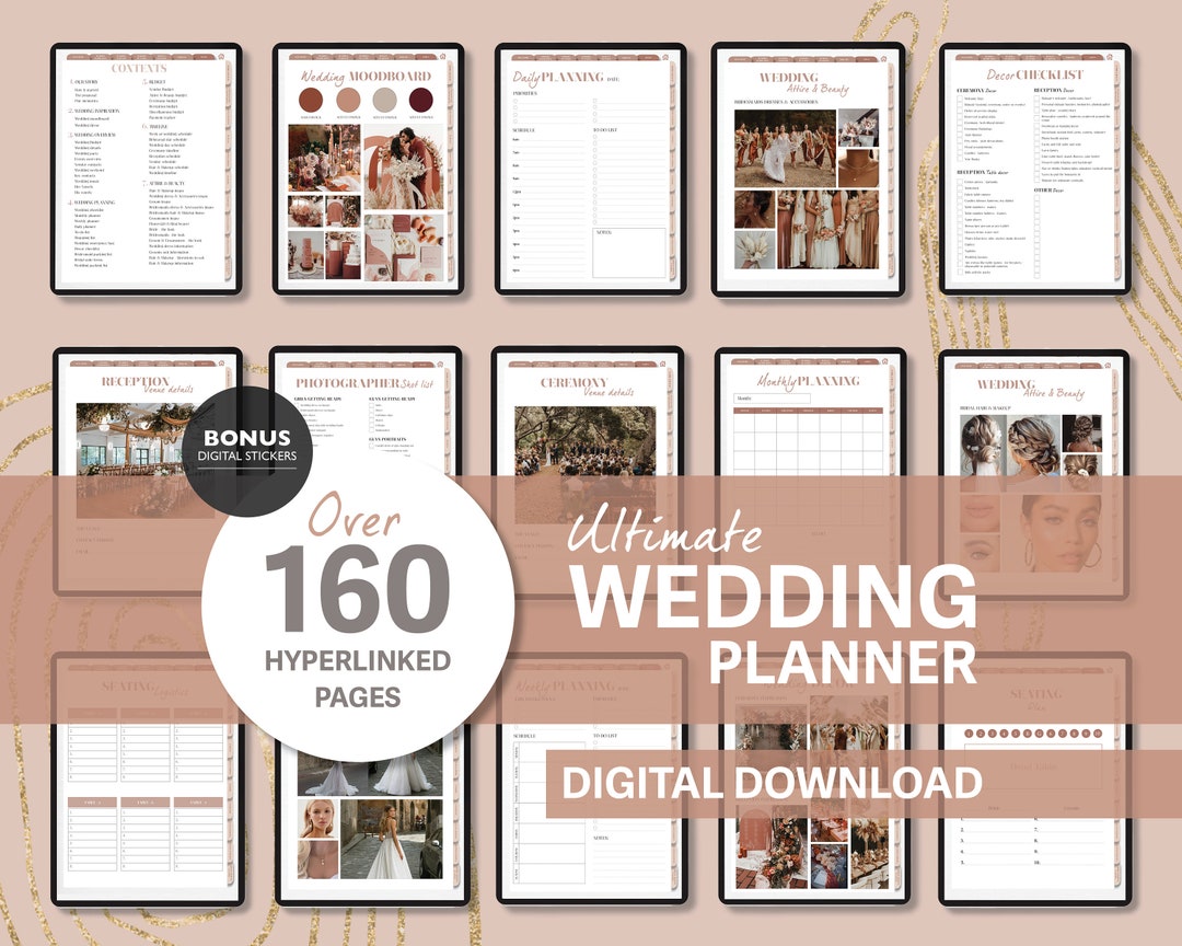 Wedding Planner Printable, 160+ Pages, Checklist, Itinerary (digital ...