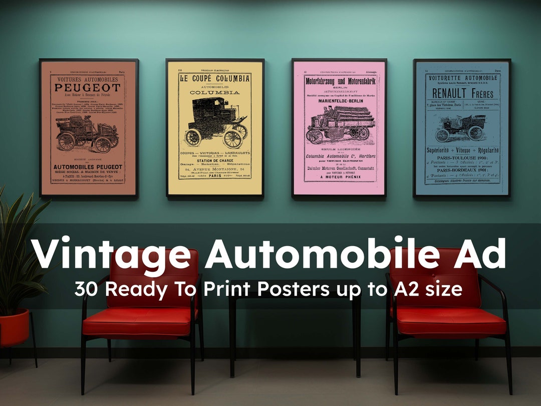 Vintage Automobile Ad Ready to Print Posters Circa 1900 - Etsy