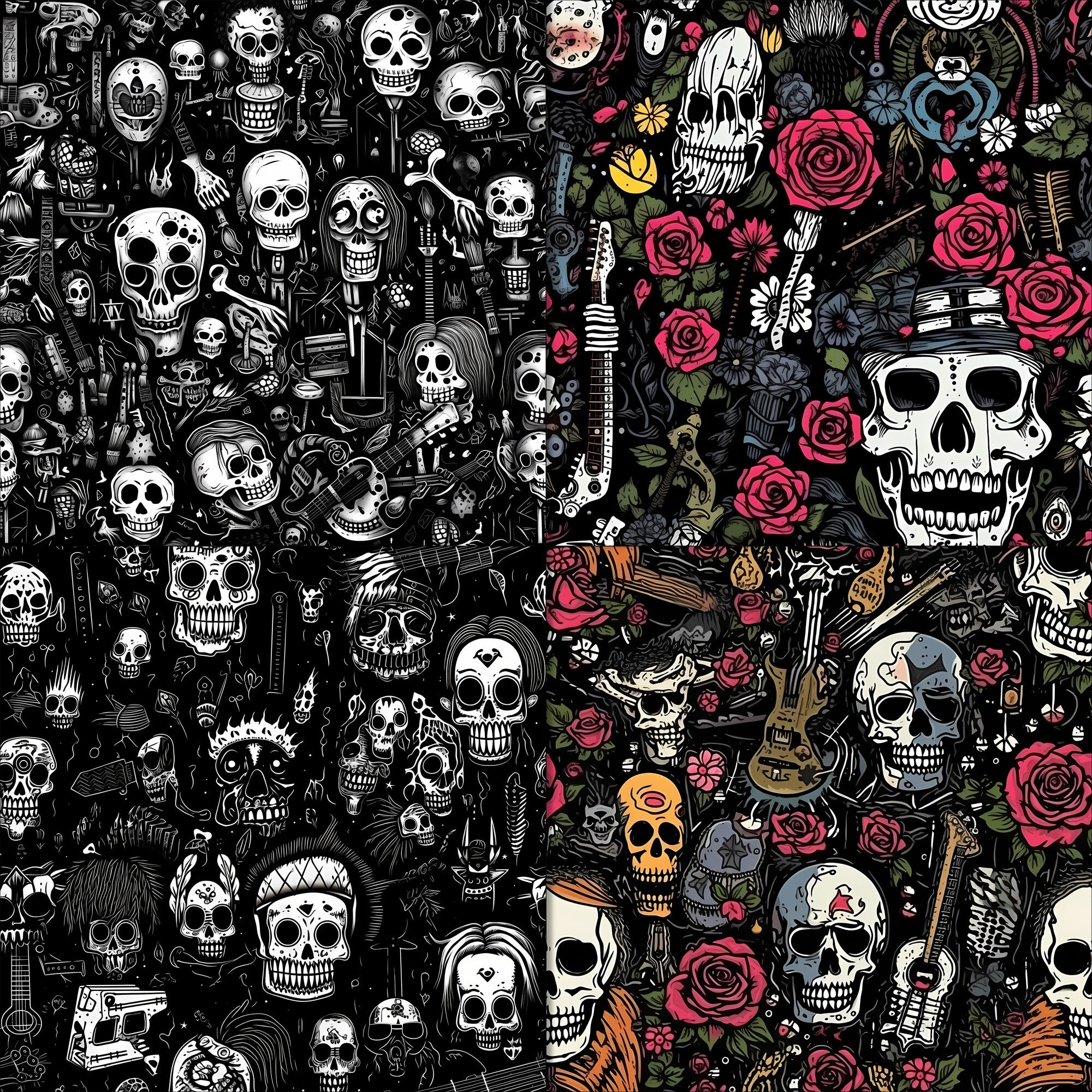 Emo Elegance: 20 Seamless Doodles Patterns, Digital Papers, Clipart ...