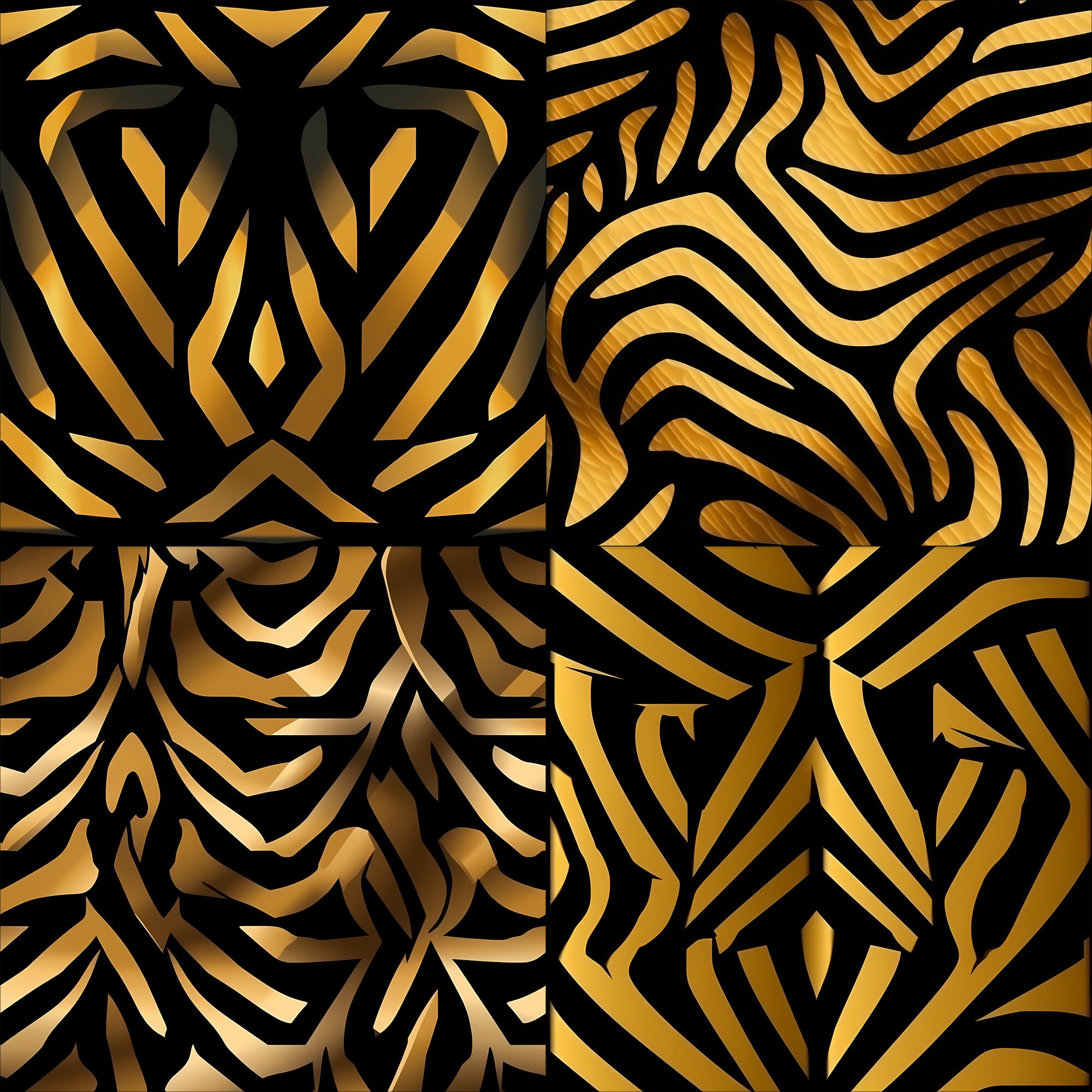 Regal Tiger Stripes: 20 Seamless Black and Gold Patterns for Clipart ...