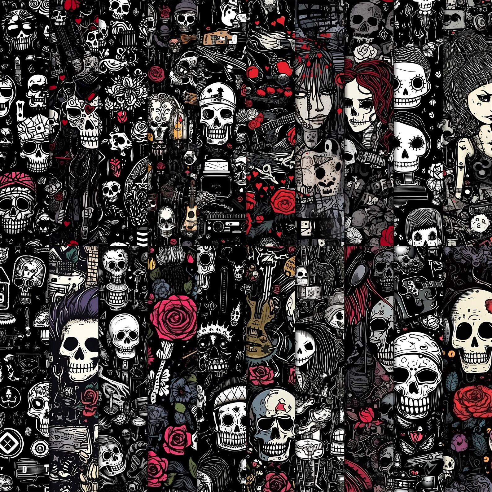 Emo Elegance: 20 Seamless Doodles Patterns, Digital Papers, Clipart ...