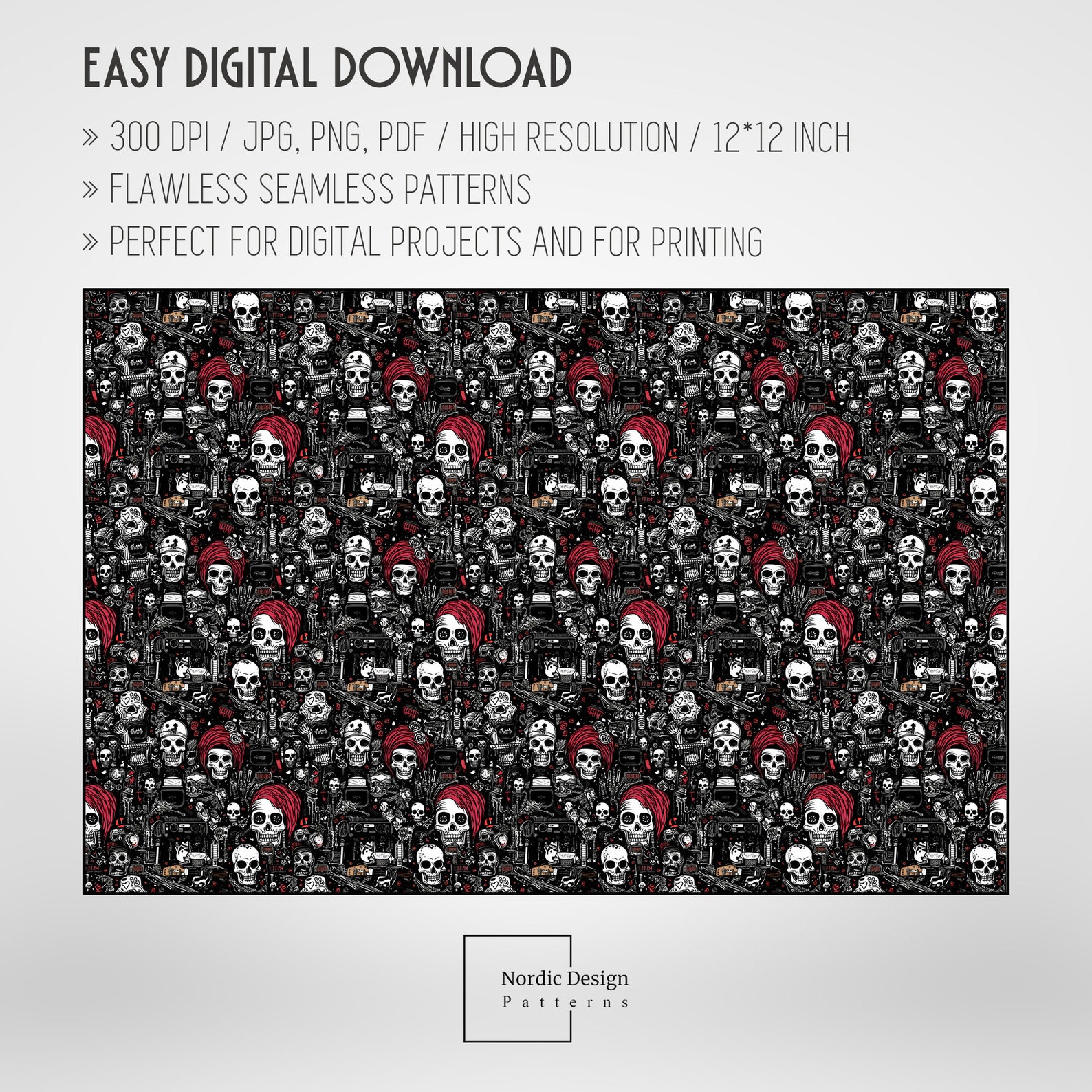 Emo Elegance: 20 Seamless Doodles Patterns, Digital Papers, Clipart ...