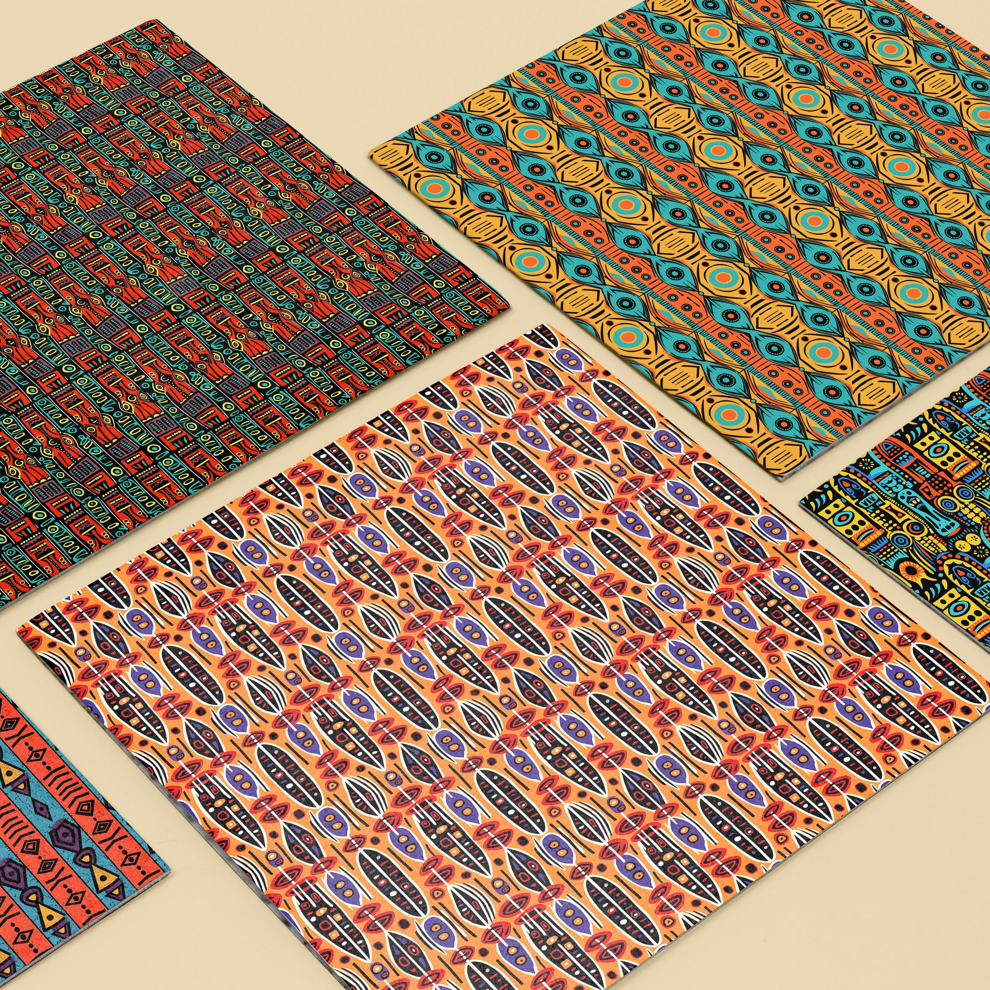 African-inspired Grunge Tribal Patterns - Set of 20 Digital Papers for ...