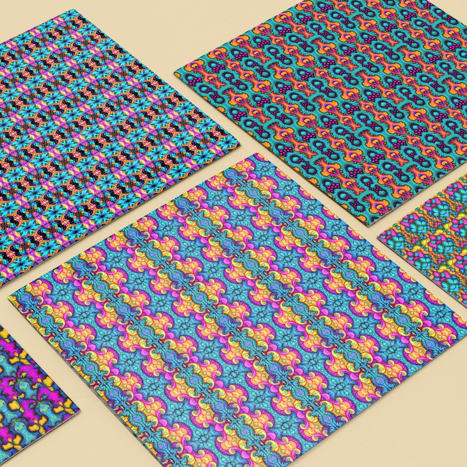 20 Seamless Vibrant Fractals Patterns - Digital Paper With Dynamic ...