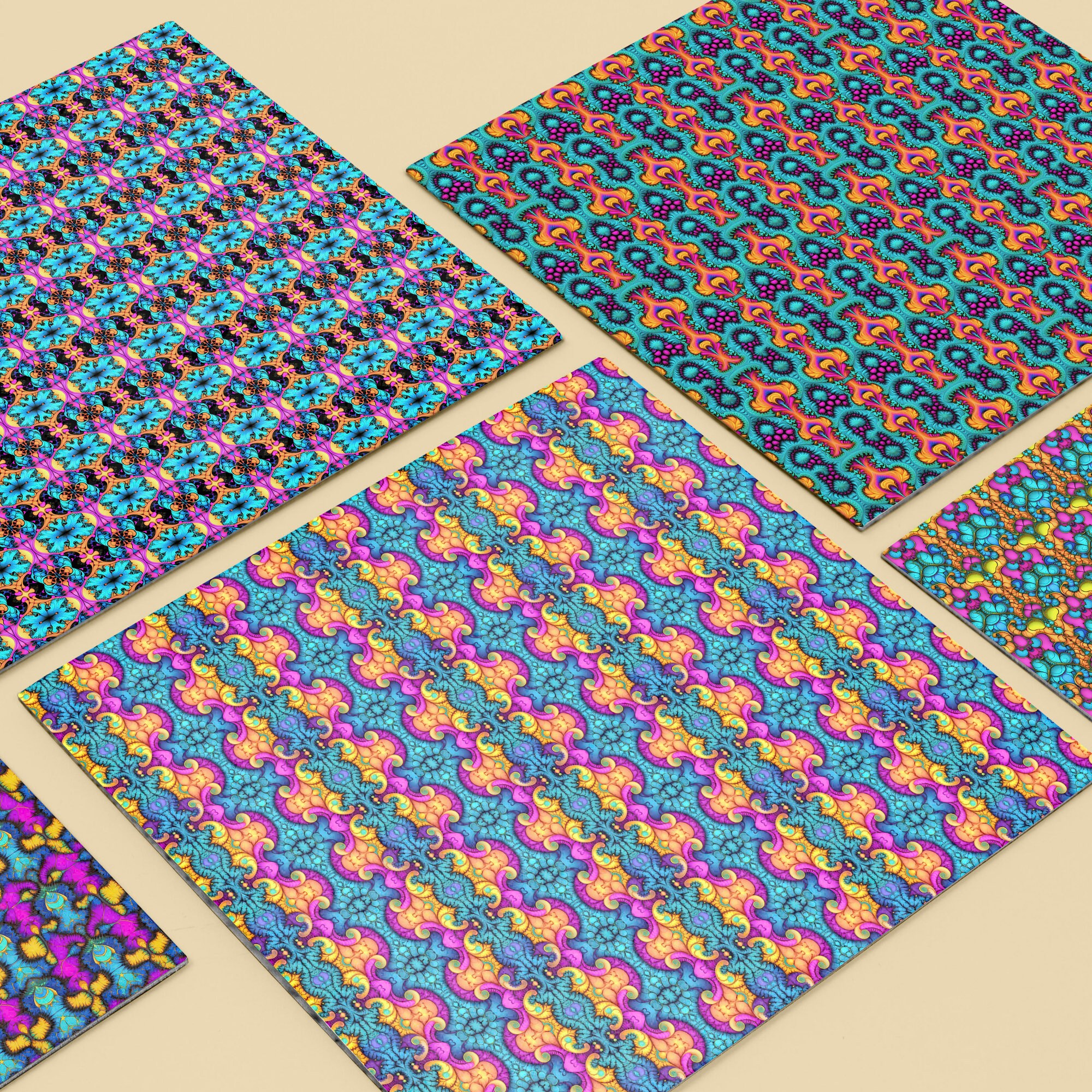 20 Seamless Vibrant Fractals Patterns - Digital Paper With Dynamic ...