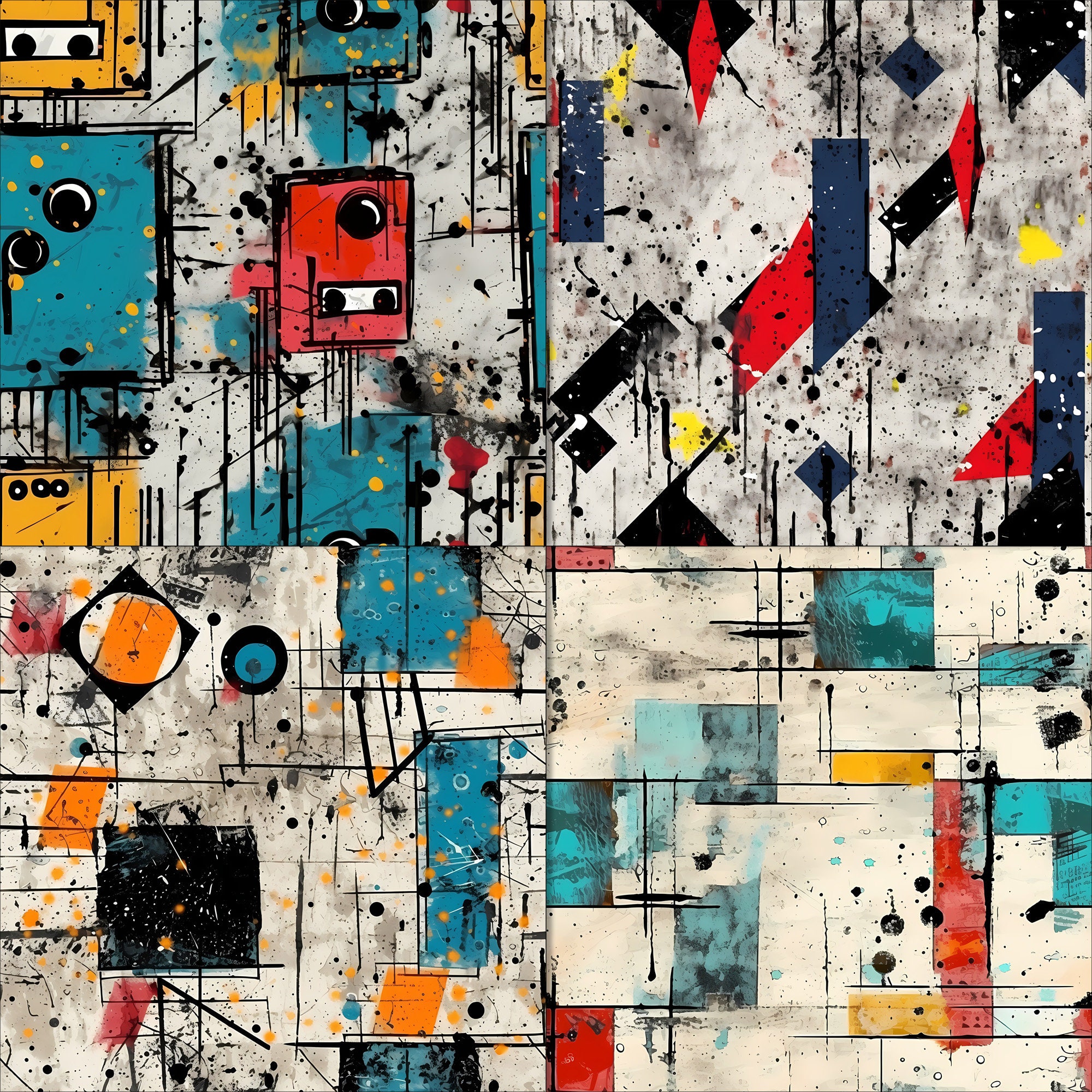 20 Seamless Grunge Graffiti Patterns - Punk Urban Digital Papers for ...