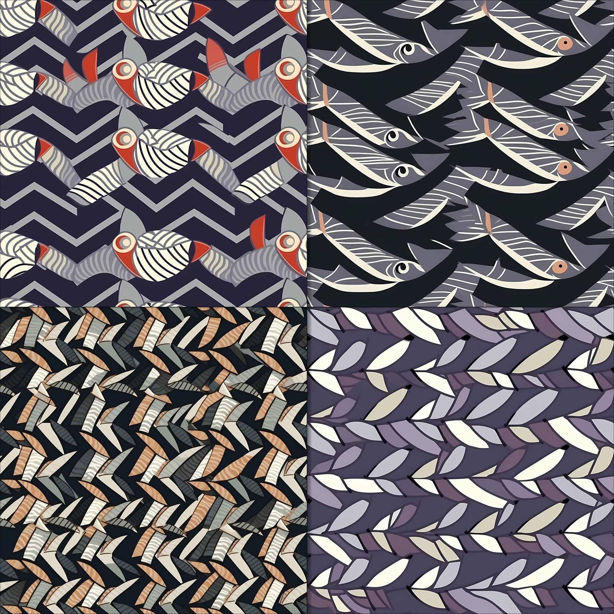 Set of 20 Herringbone Zigzag Patterns, 20 Seamless Digital Papers for ...