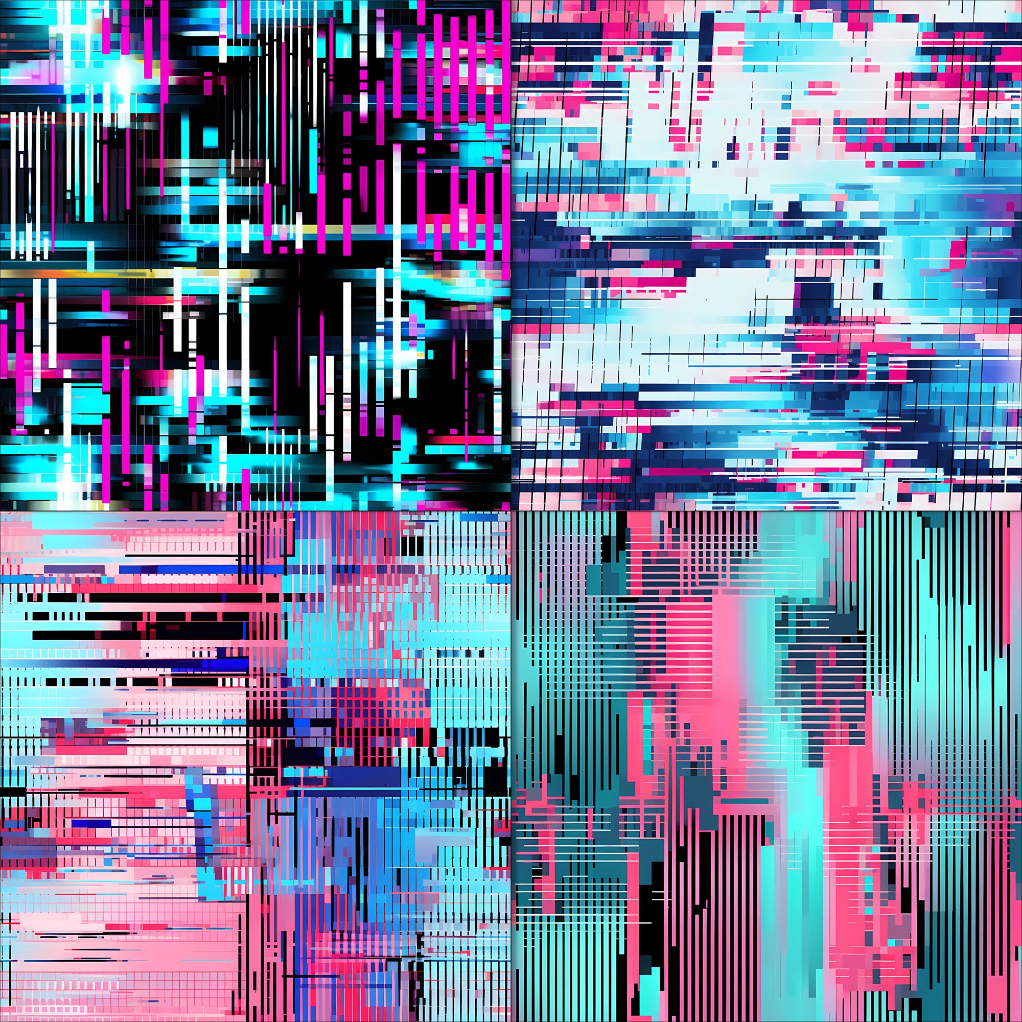 20 Seamless Digital Glitch Patterns - Matrix and Broken Electronics ...