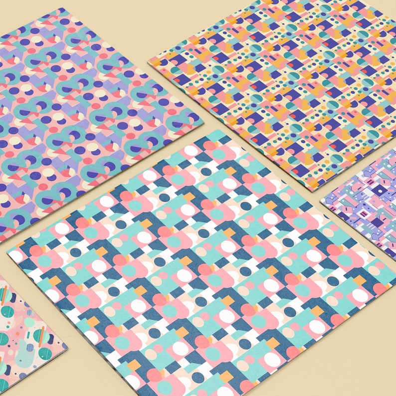 20 Seamless 80s/90s Patterns, Retro Pastel Shapes, Digital Papers ...