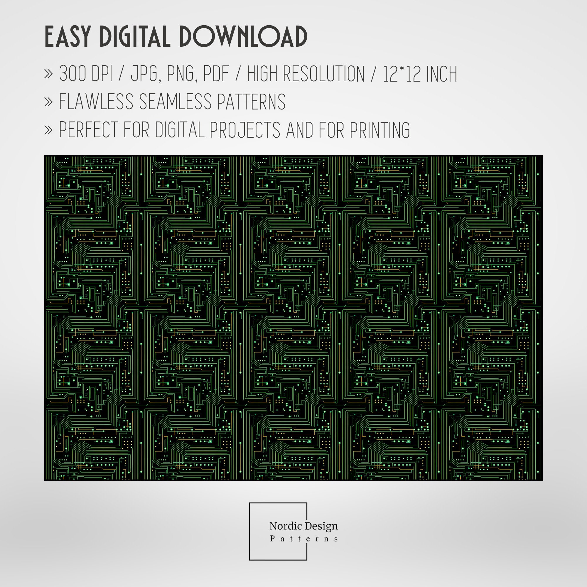 Tech-inspired Elegance: 20 Seamless Circuit Board Patterns, Digital ...
