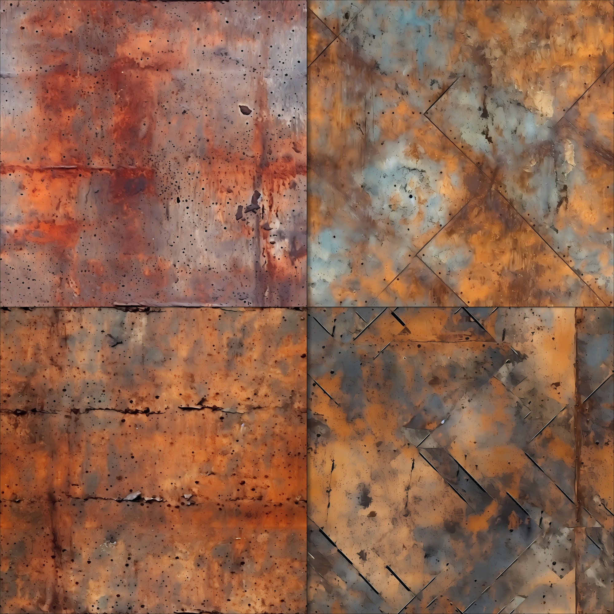 20 Seamless Rustic Metal Patterns Copper, Steel, Bronze Digital Papers ...
