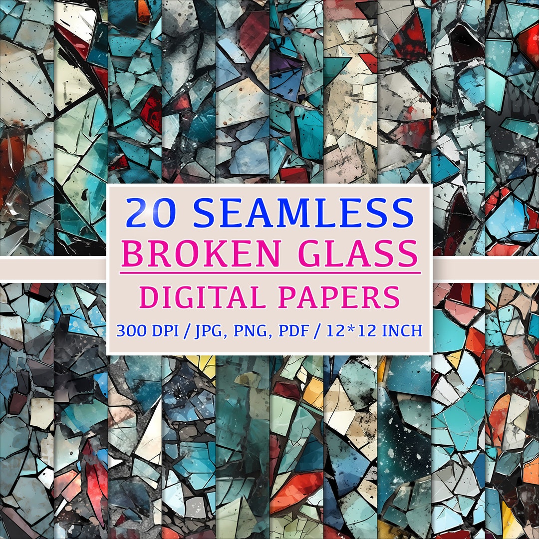 Shattered Glass Elegance: 20 Seamless Digital Patterns, Papers, Clipart ...