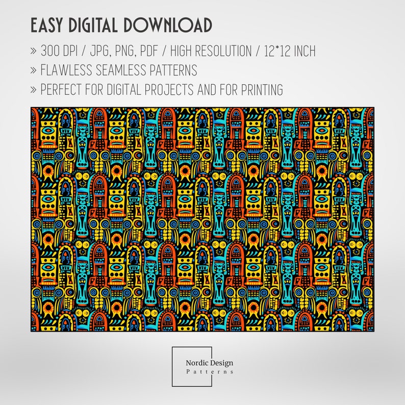 African-inspired Grunge Tribal Patterns - Set of 20 Digital Papers for ...