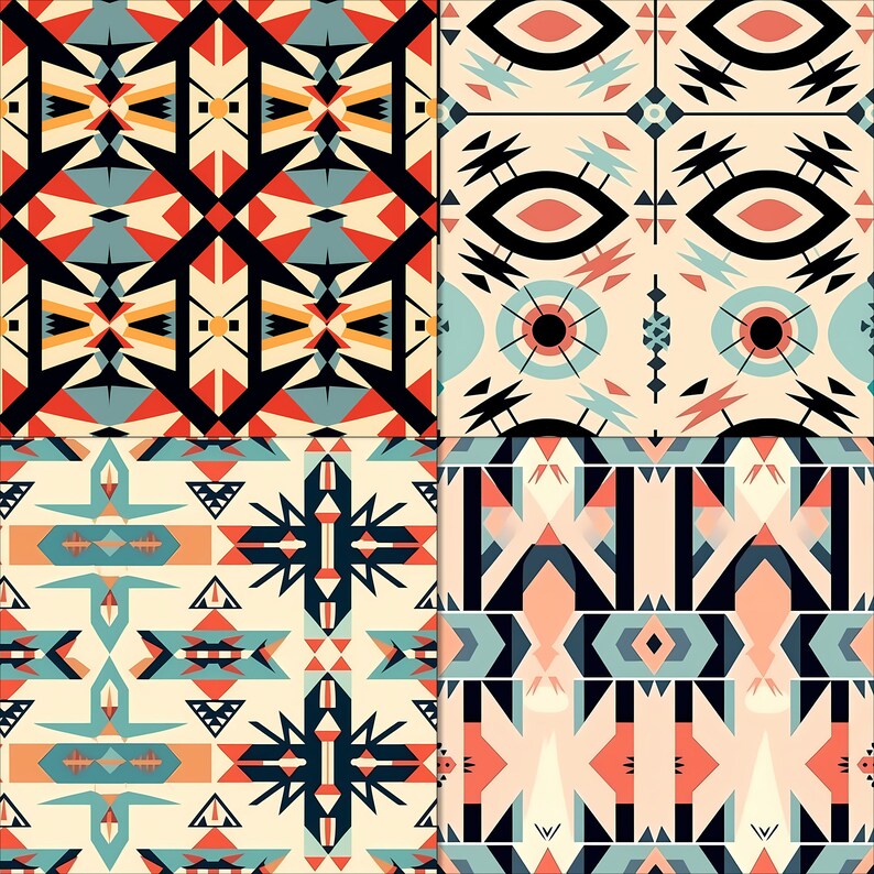 Native American-inspired Tribal Patterns: 20 Seamless Digital Papers ...