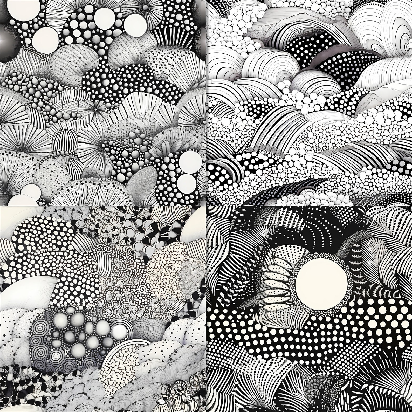 20 Seamless Zentangle Zen Patterns - Intricate and Relaxing Digital ...