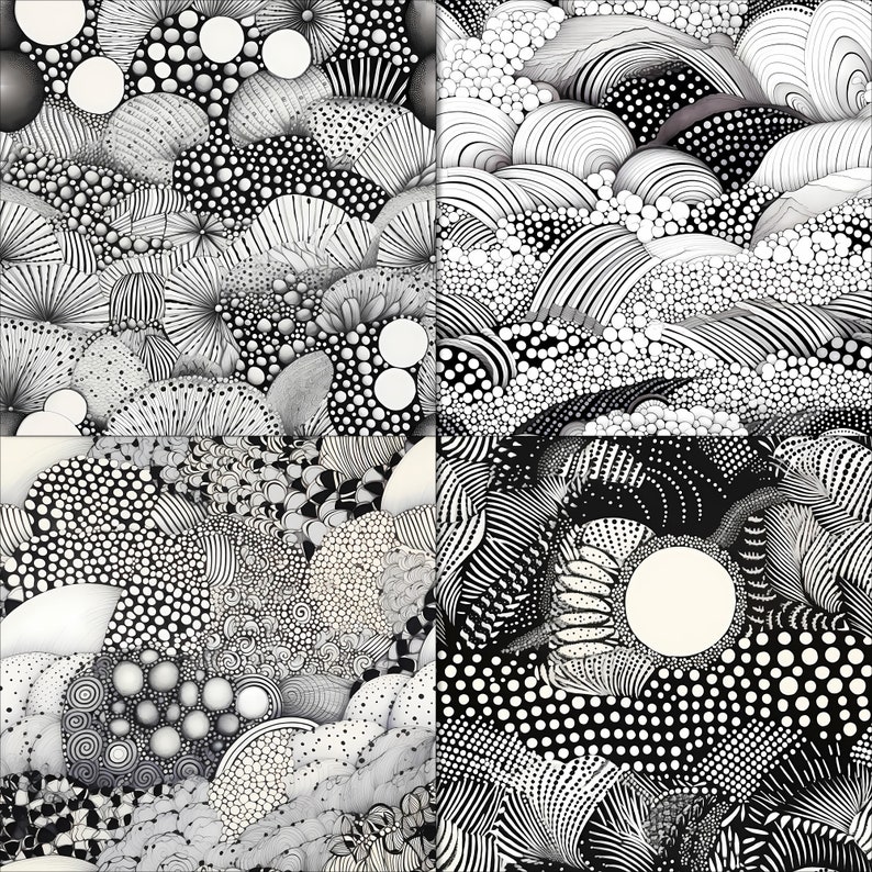 20 Seamless Zentangle Zen Patterns - Intricate and Relaxing Digital ...