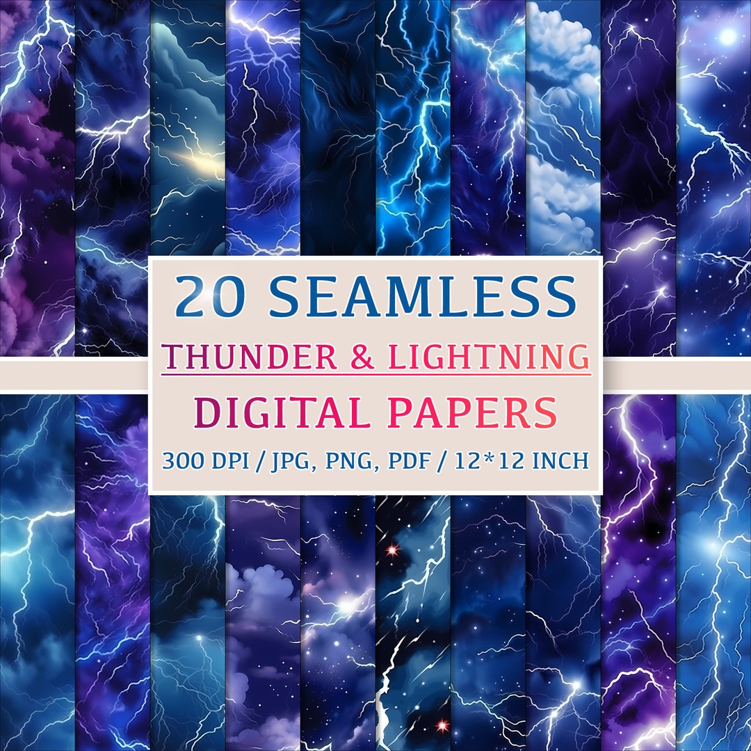 20 Seamless Thunder Lightning Patterns - Atmospheric Designs of Weather ...