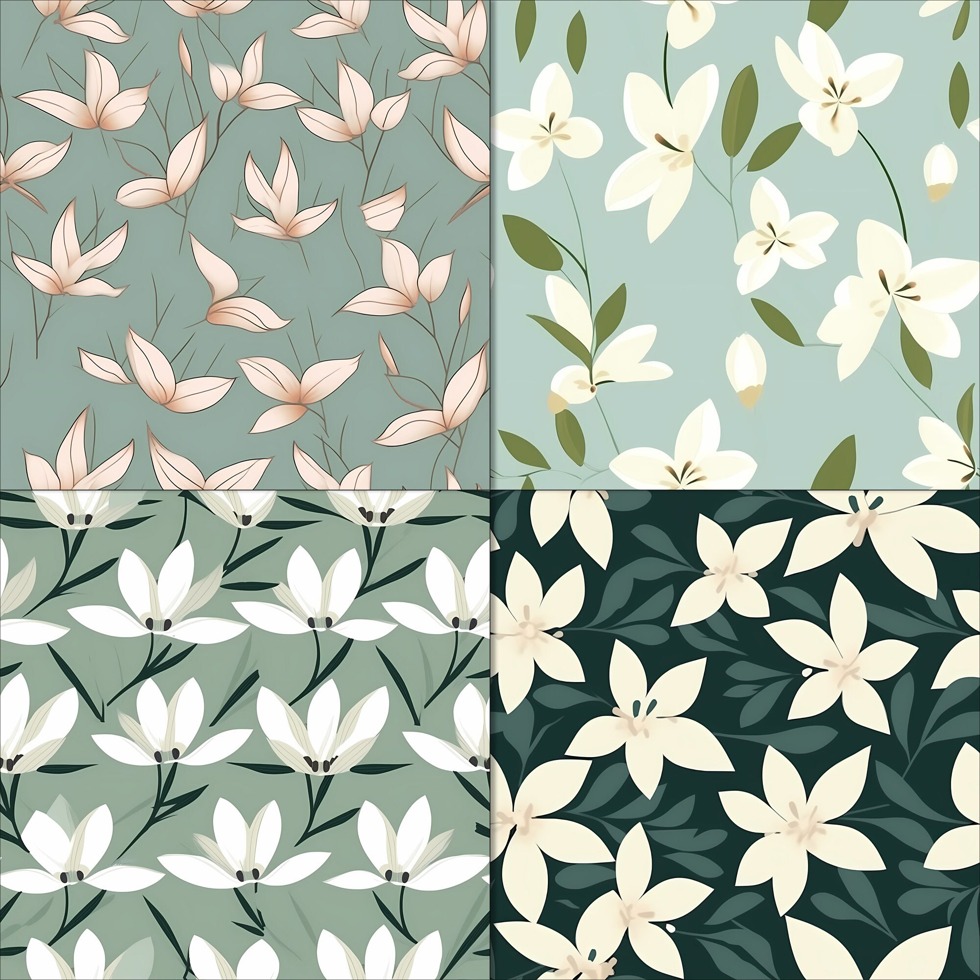 20 Seamless Sage Green Floral Patterns for Digital Papers - Etsy