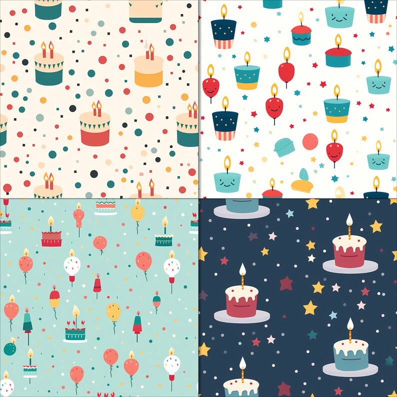 20 Seamless Happy Birthday Patterns - Digital Papers for Joyful ...