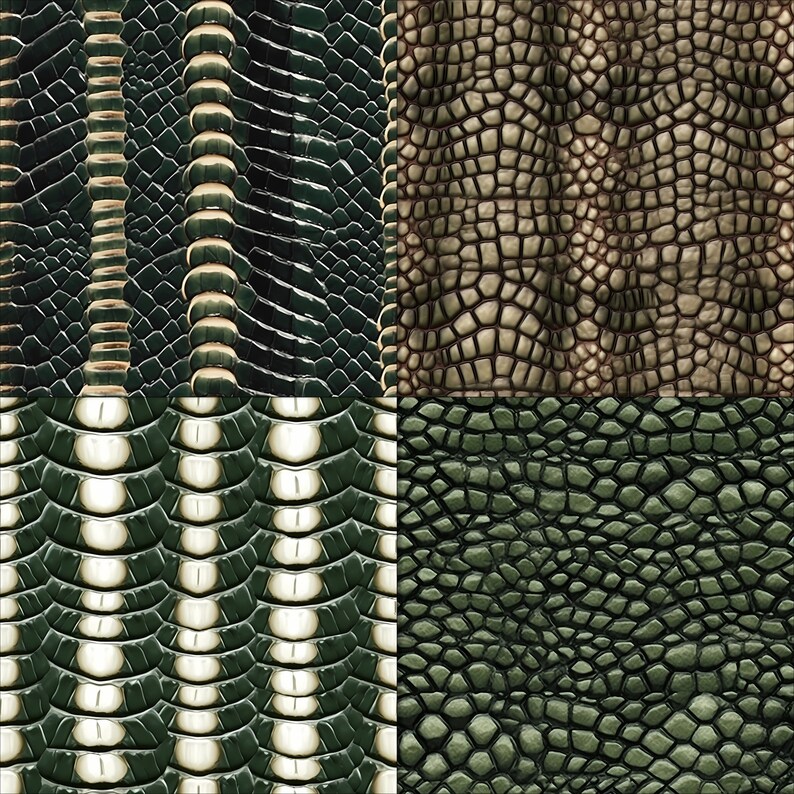 20 Seamless Crocodile & Alligator Skin Patterns, Digital Papers ...