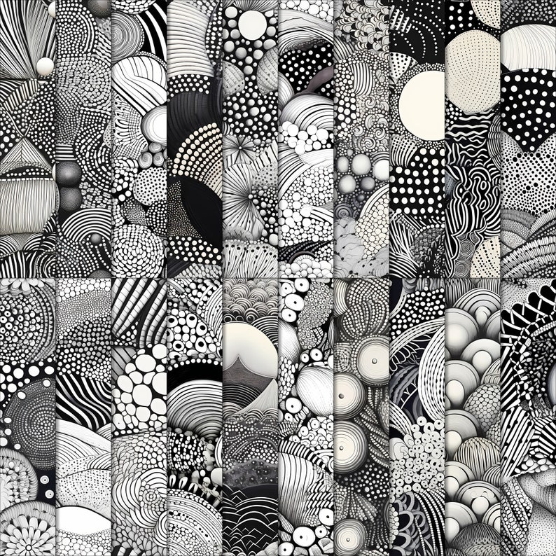20 Seamless Zentangle Zen Patterns - Intricate and Relaxing Digital ...