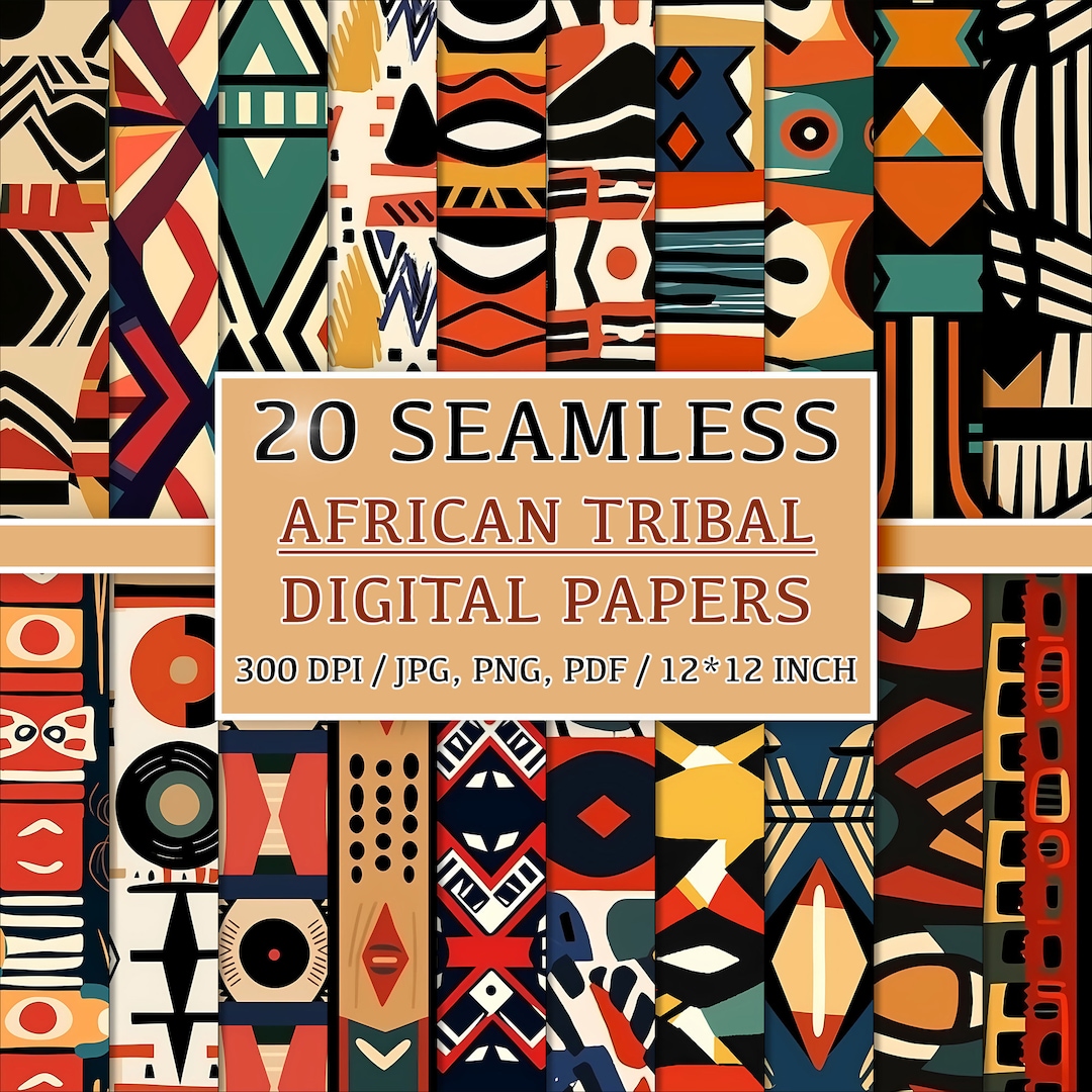 20 Seamless African-inspired Tribal Patterns for Digital Papers ...
