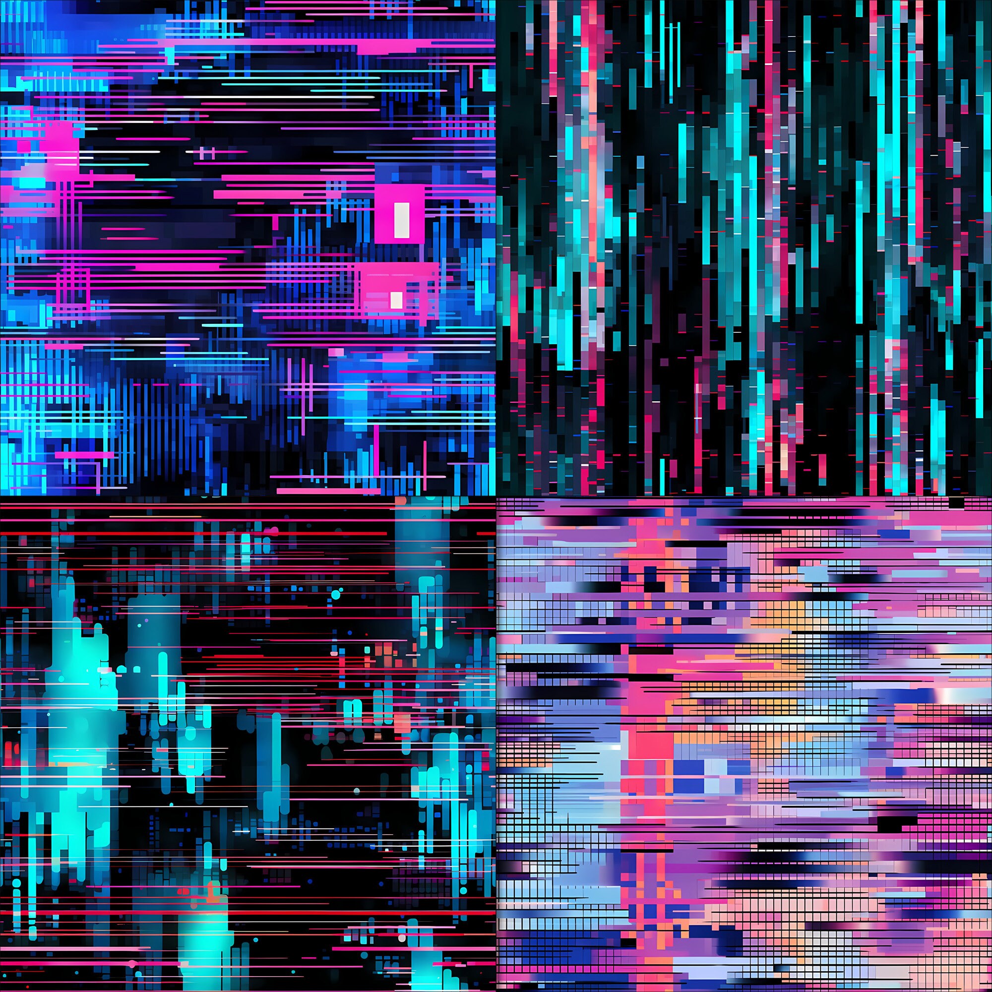 20 Seamless Digital Glitch Patterns - Matrix and Broken Electronics ...