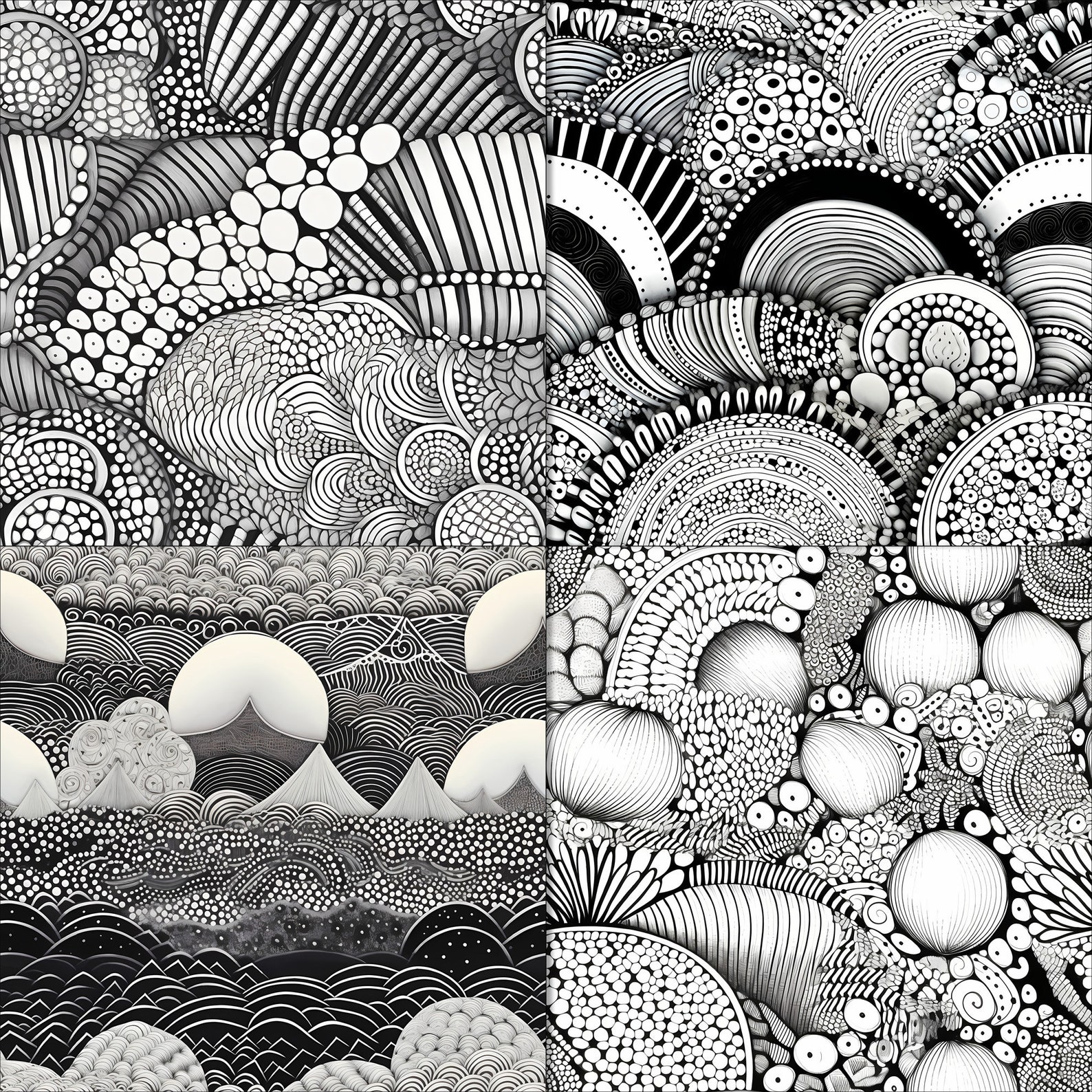 20 Seamless Zentangle Zen Patterns Intricate and Relaxing Digital ...