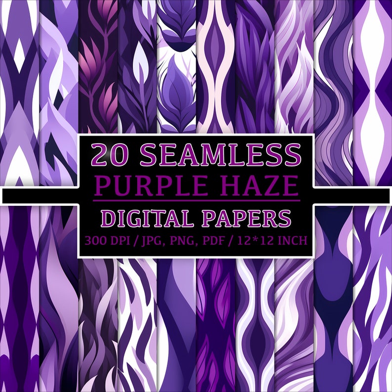 Set of 20 Seamless Purple Haze Patterns Digital Papers - Etsy