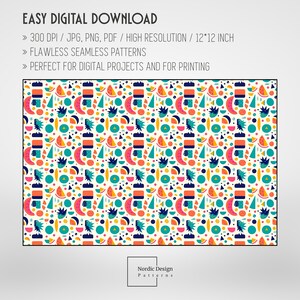 Vibrant Summer Vibes: Set of 20 Seamless Digital Papers in Bright ...