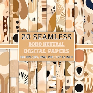 Neutral Elegance Digital Paper Set: 20 Seamless Textures in Beige ...