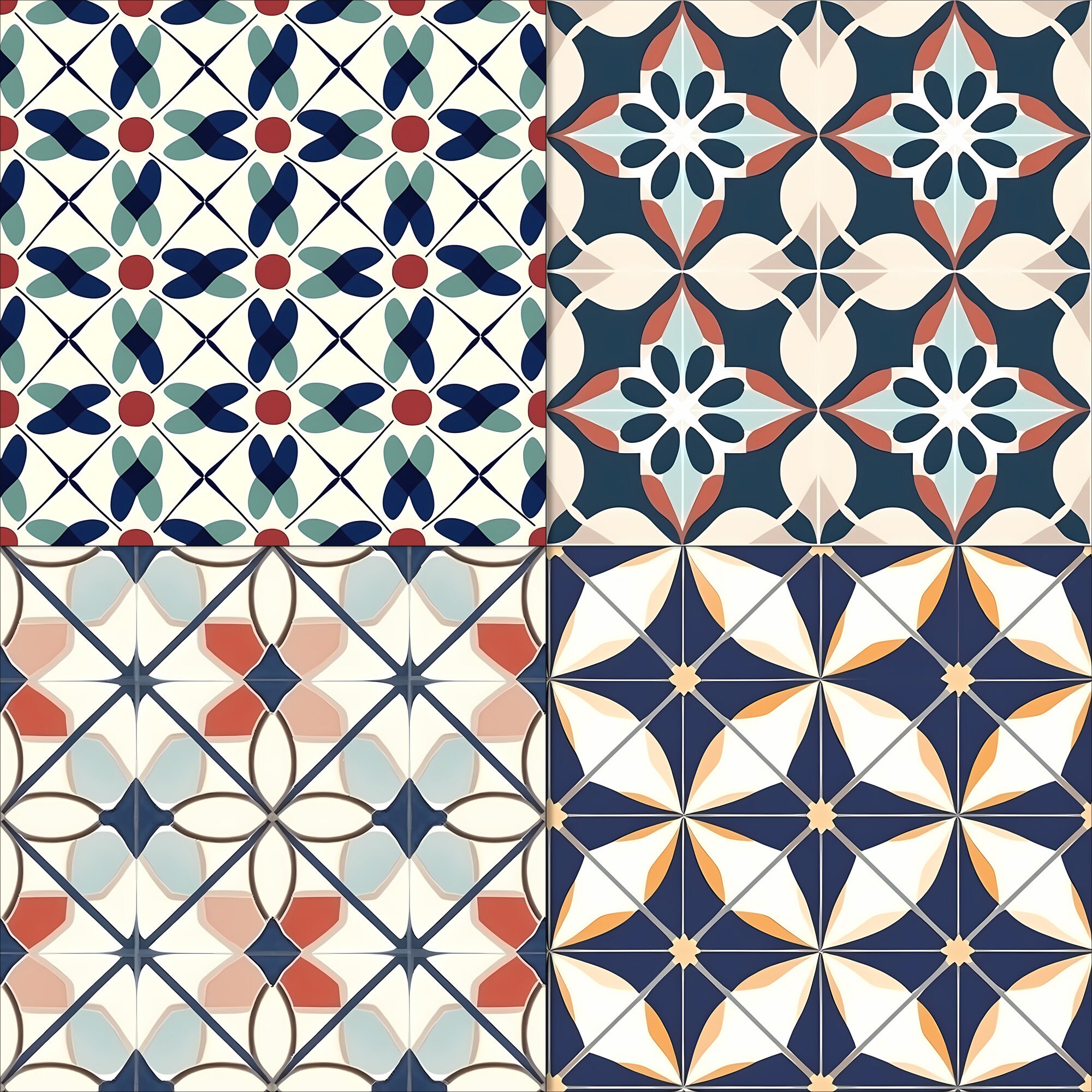 20 Seamless Moroccan Tiles Patterns for Clipart, Backgrounds, Digital ...