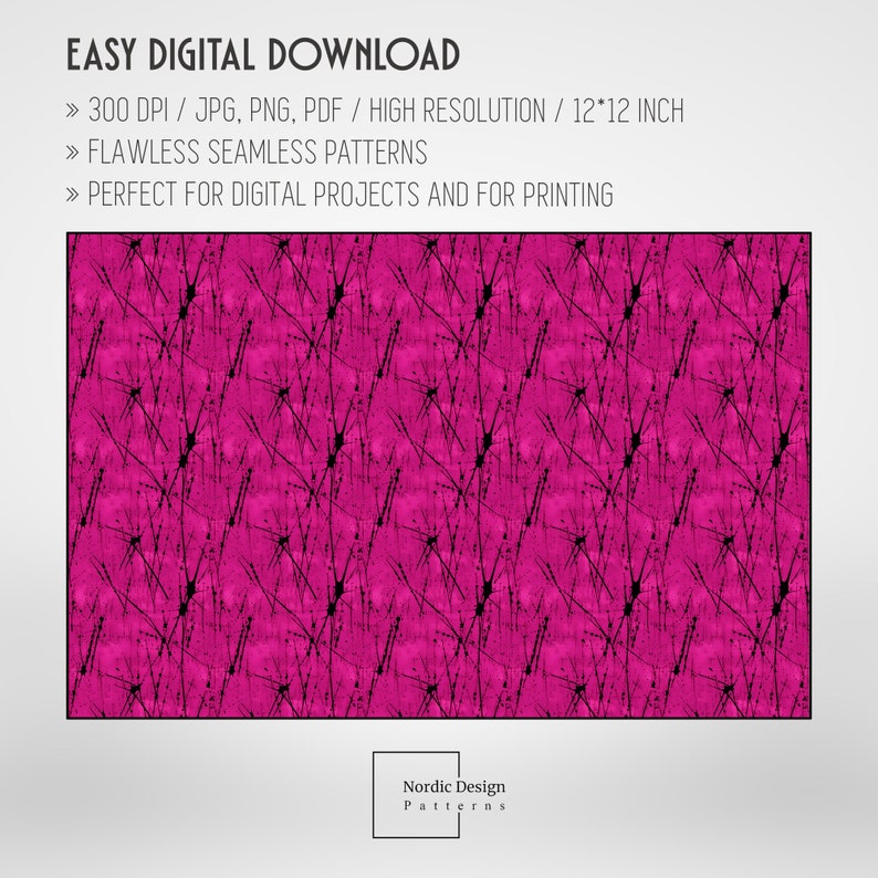 Set of 20 Pink Punk Seamless Patterns - Digital Papers With Scratches ...
