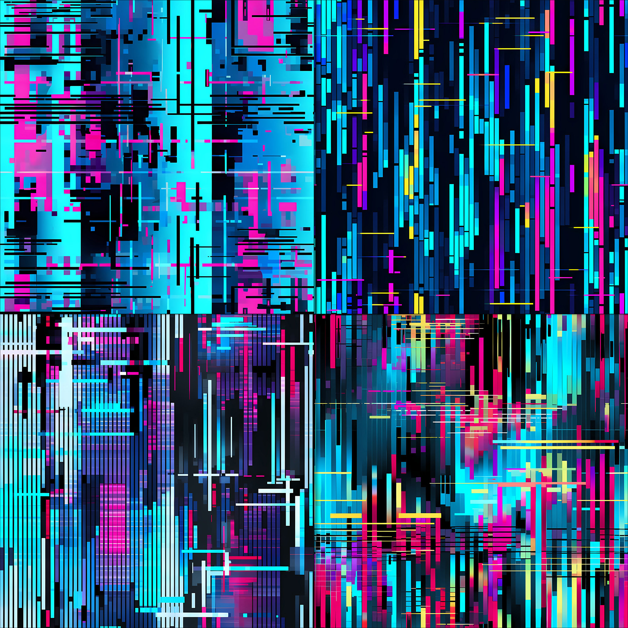 20 Seamless Digital Glitch Patterns - Matrix and Broken Electronics ...