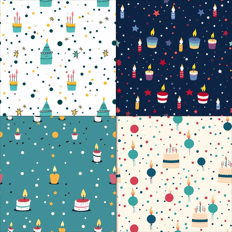 20 Seamless Happy Birthday Patterns Digital Papers for Joyful ...