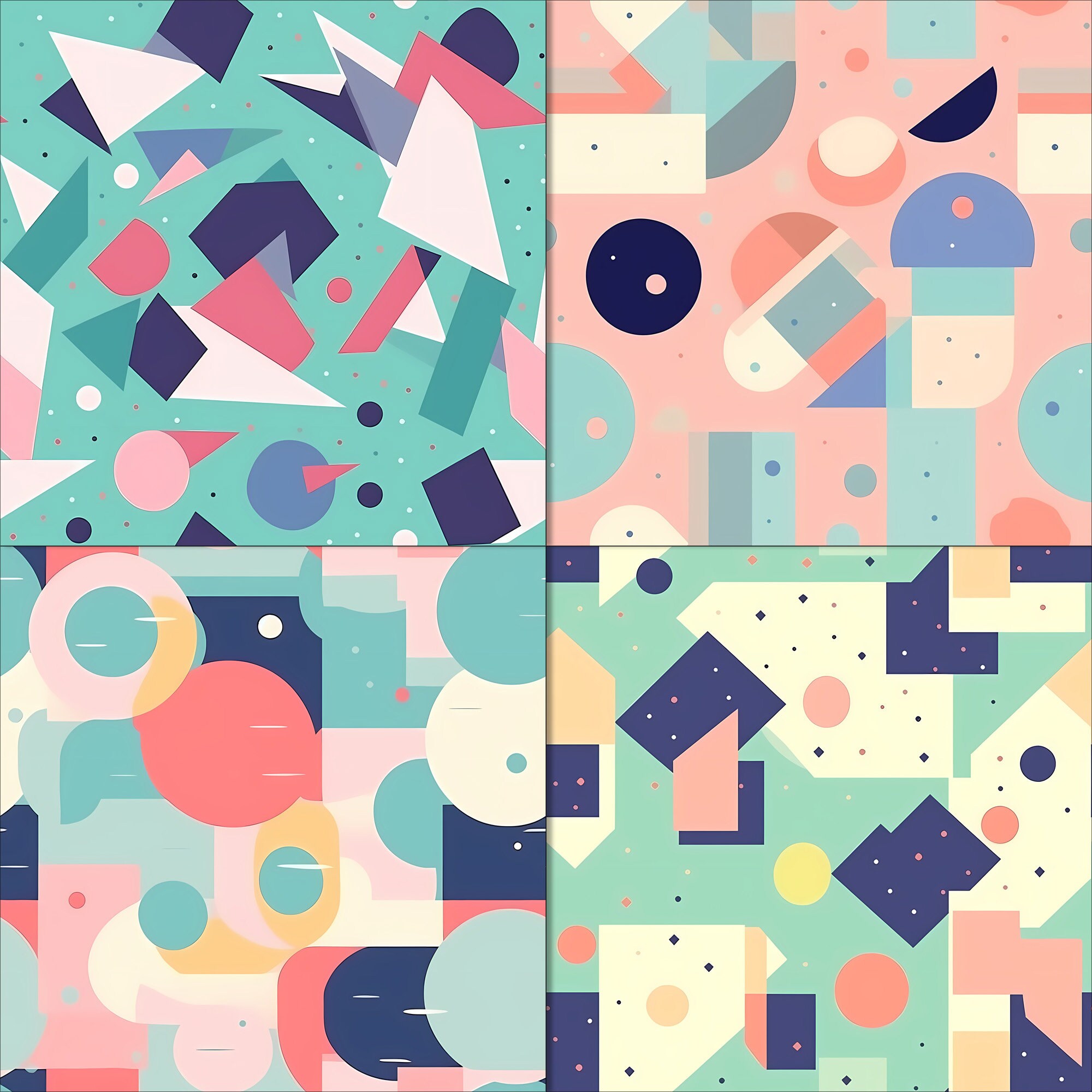 20 Seamless 80s/90s Patterns, Retro Pastel Shapes, Digital Papers ...