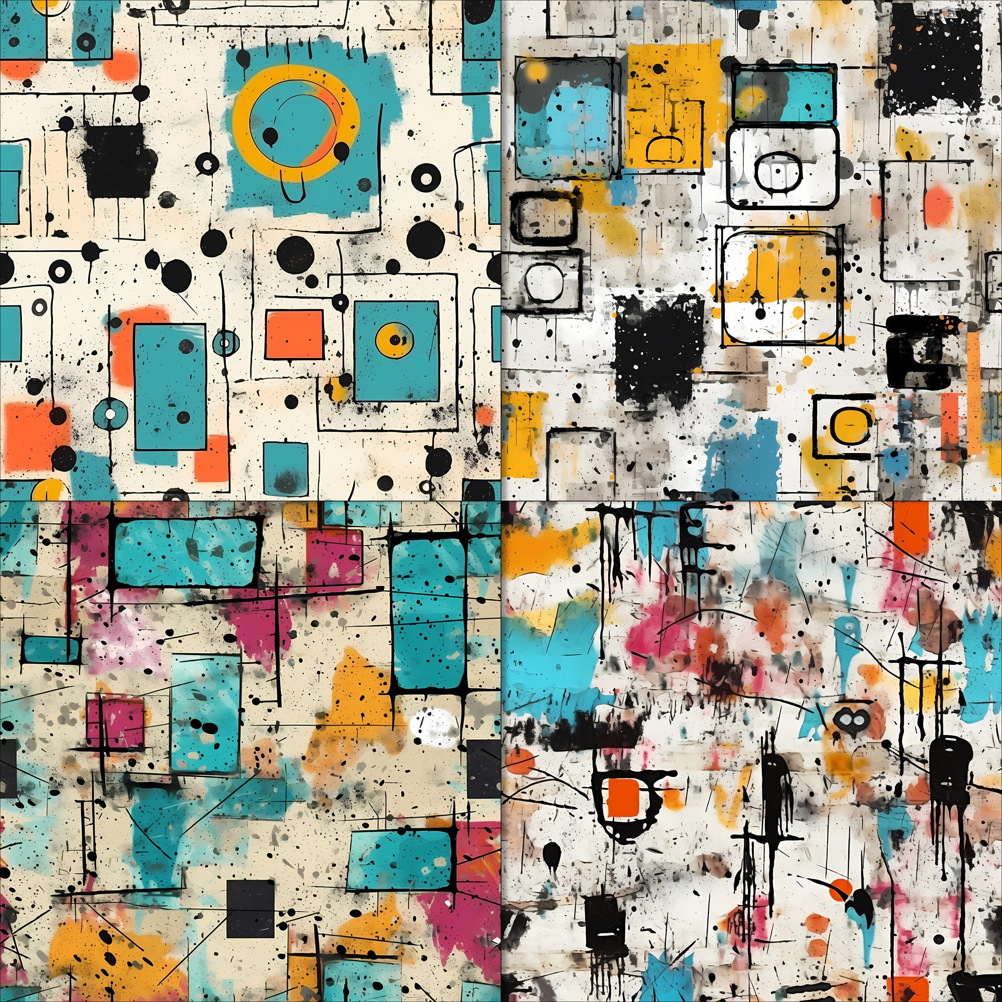 20 Seamless Grunge Graffiti Patterns - Punk Urban Digital Papers for ...