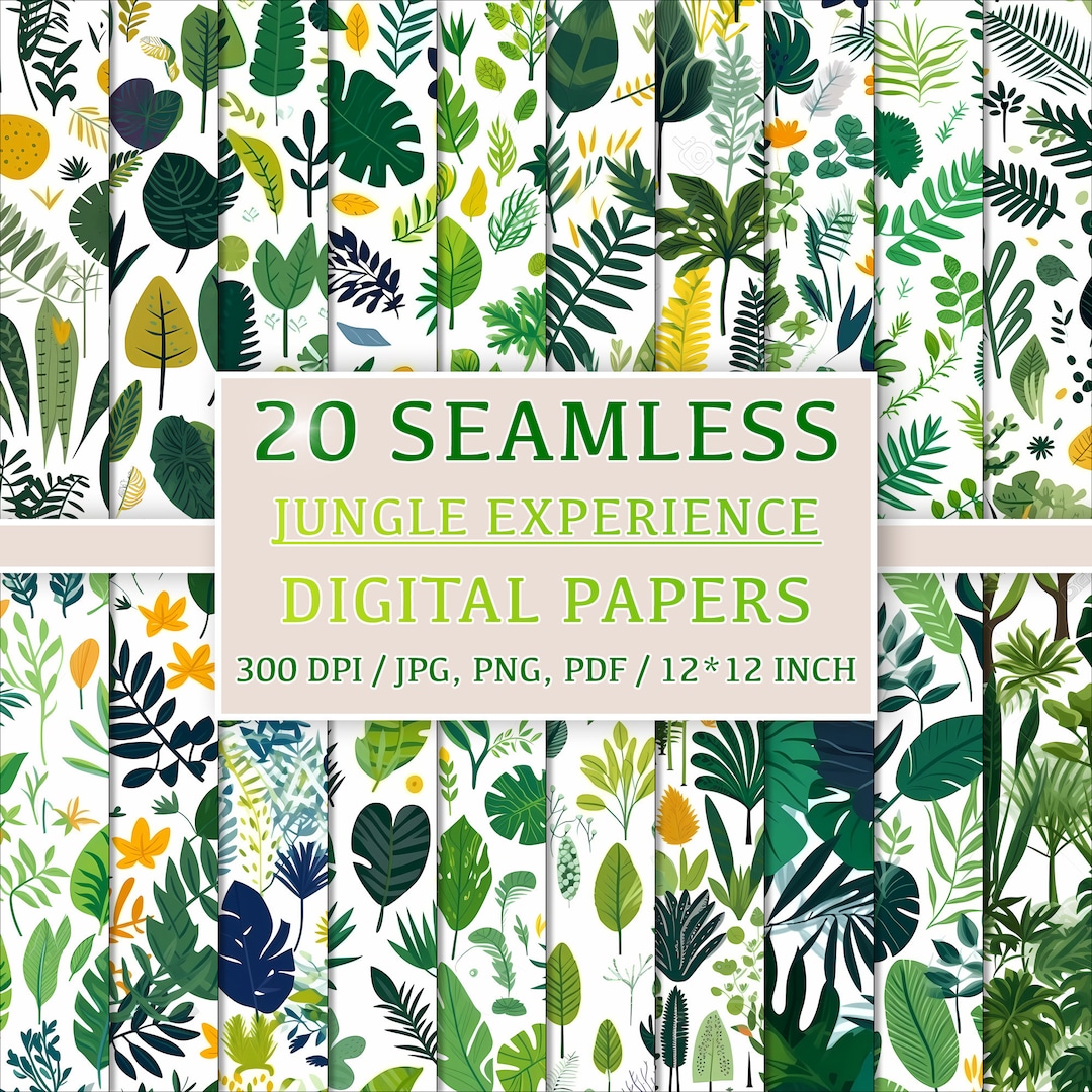 Jungle Digital Papers, Set of Seamless Abstract Patterns, Backgrounds ...