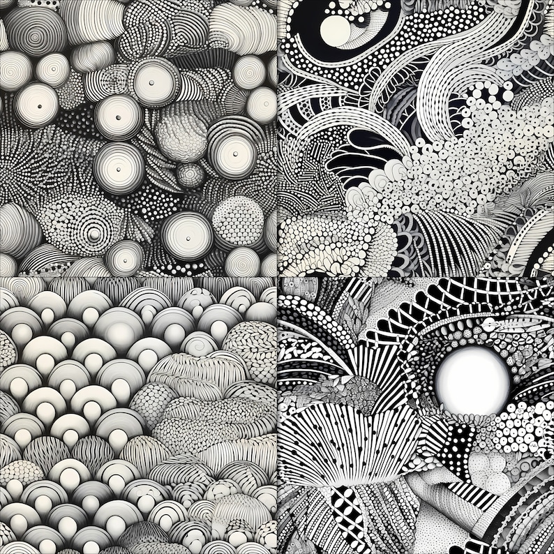 20 Seamless Zentangle Zen Patterns Intricate and Relaxing Digital ...