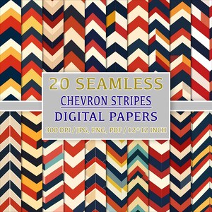 Set of 20 Seamless Chevron Stripes Pattern, Digital Papers, Clip Art ...