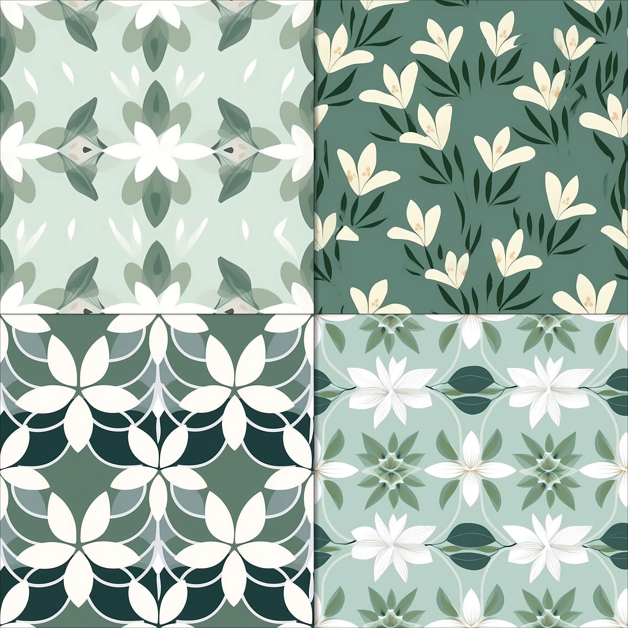 20 Seamless Sage Green Floral Patterns for Digital Papers - Etsy