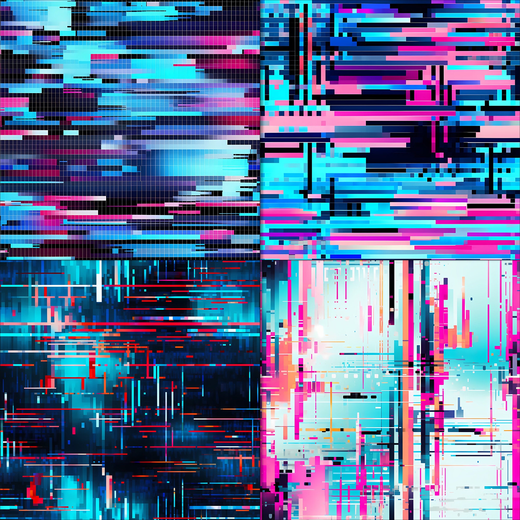 20 Seamless Digital Glitch Patterns - Matrix and Broken Electronics ...