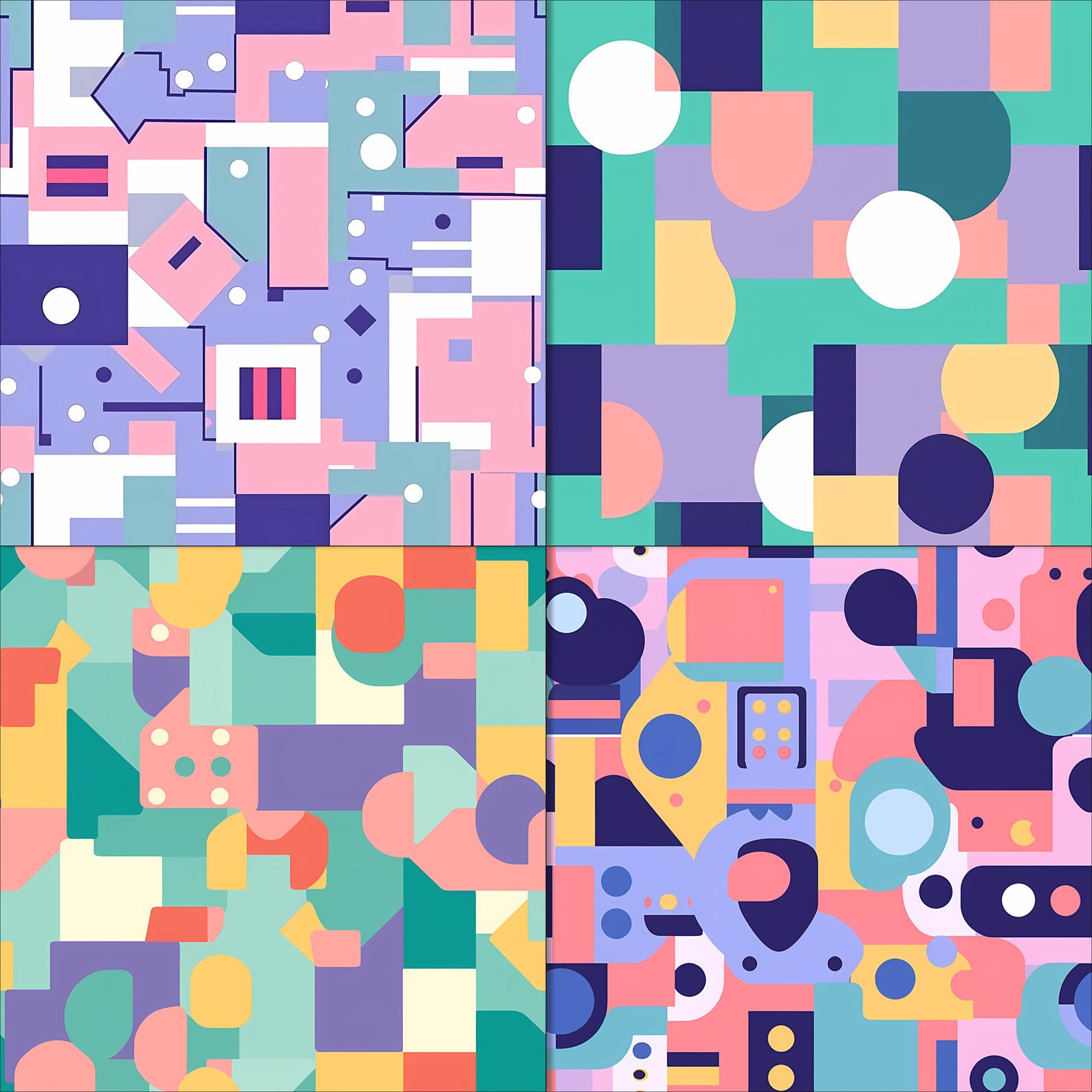 20 Seamless 80s/90s Patterns, Retro Pastel Shapes, Digital Papers ...